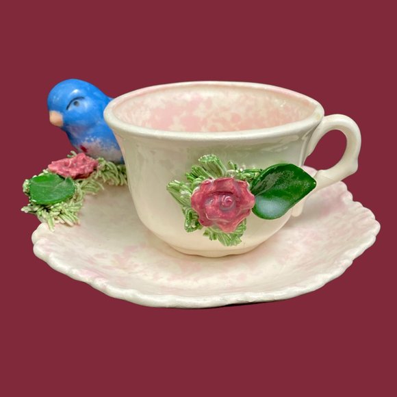 Hand Crafted | Other | Adorable Hand Painted Tea Set Pink Blue Birds ...
